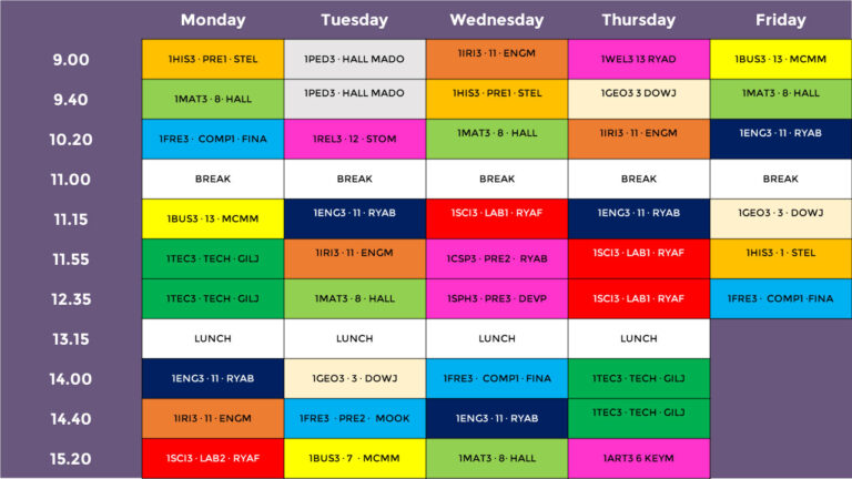 Timetable - Step Up To Secondary School