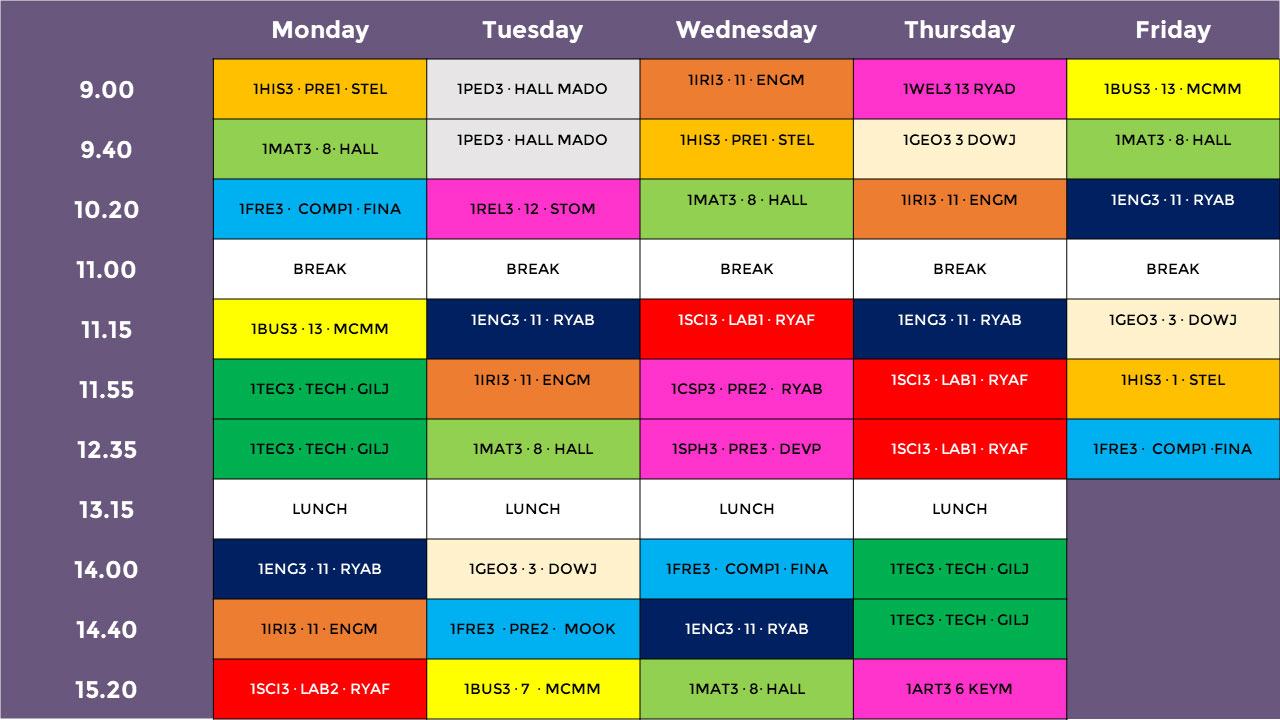 Timetable - Step Up To Secondary School